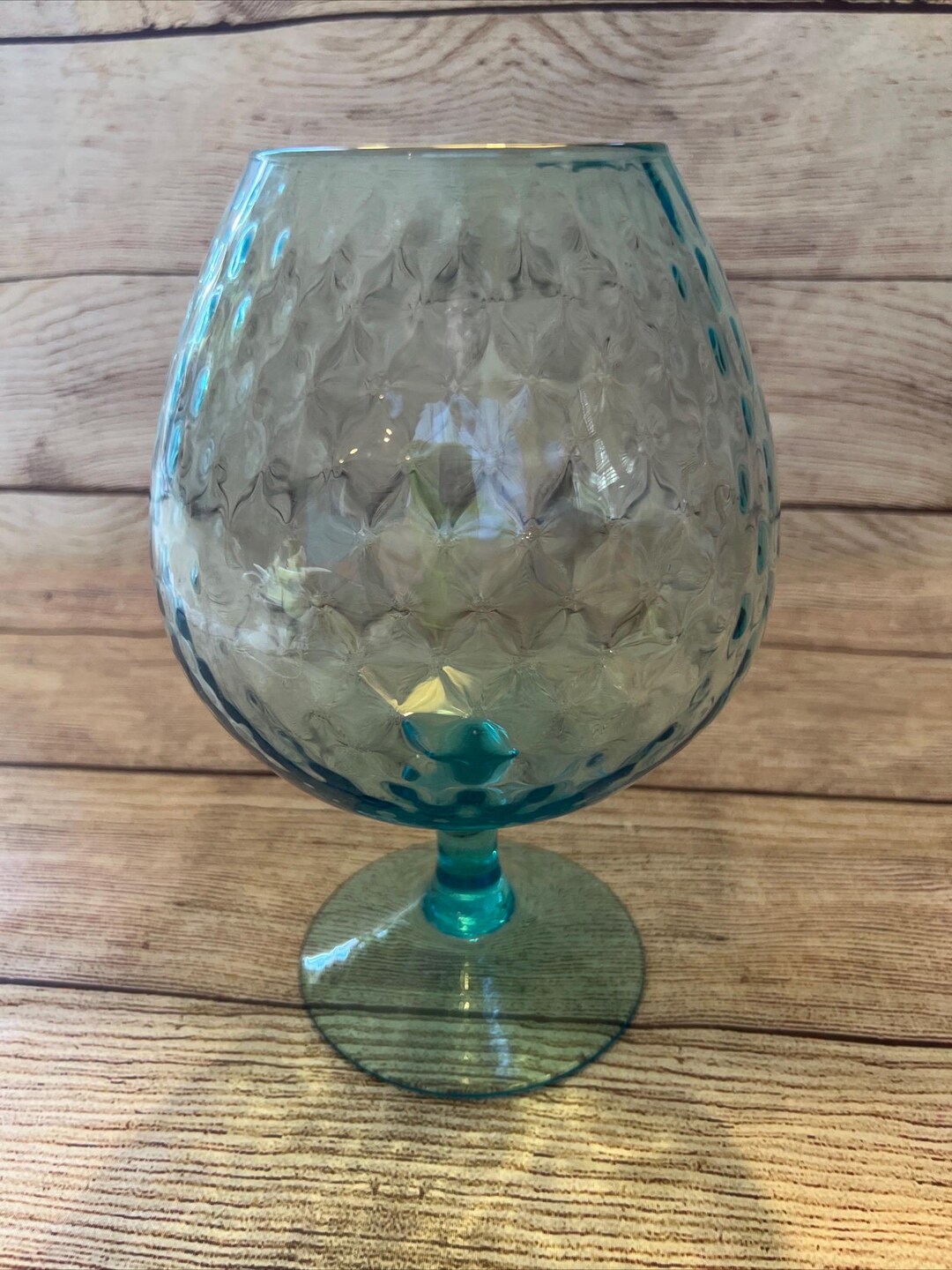 Vintage Empoli Hand Blown Ice Blue Optic Glass Brandy Snifter Vase 9 ...