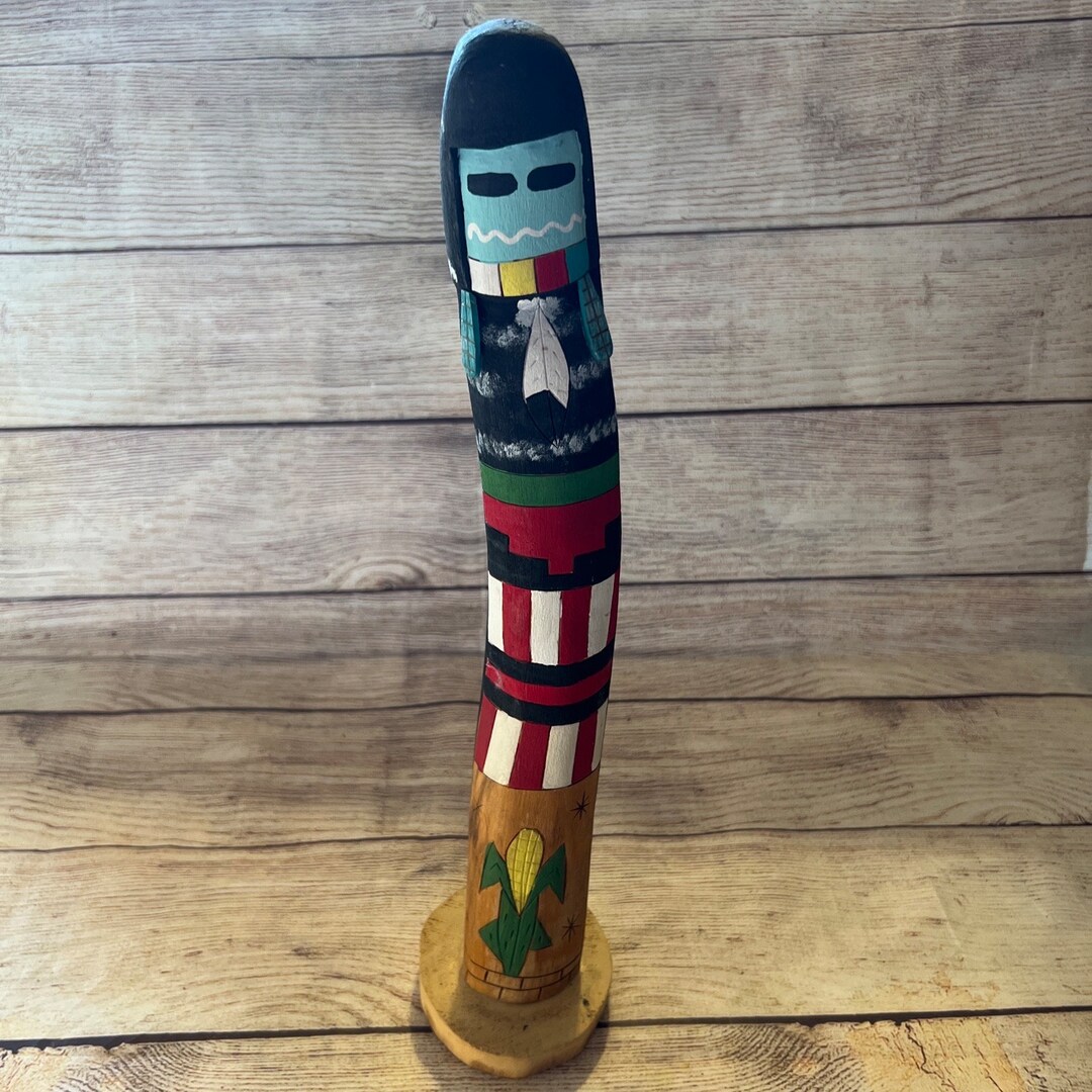 Native American Wood Sculpture Curved Kachina Signed Bruce Harvey “rain ...