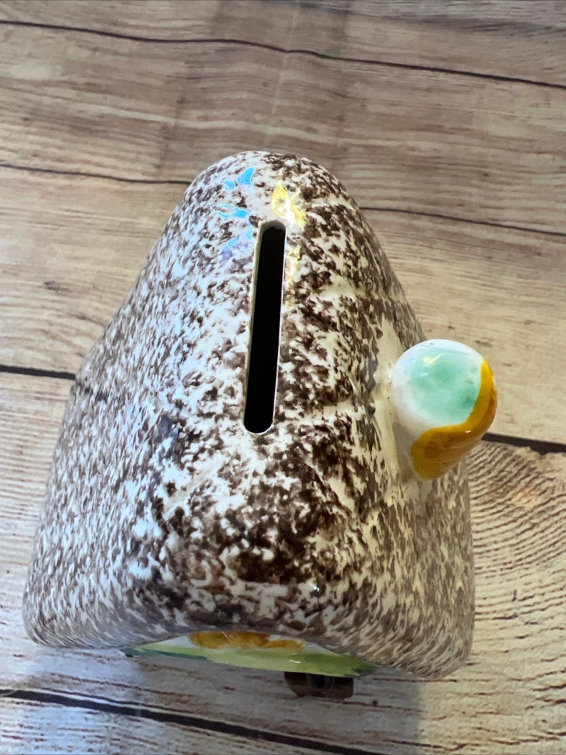 Vtg Napco Ceramic Coin Bank Cottage Cat House Fairy Tale House Lock 6x4 ...