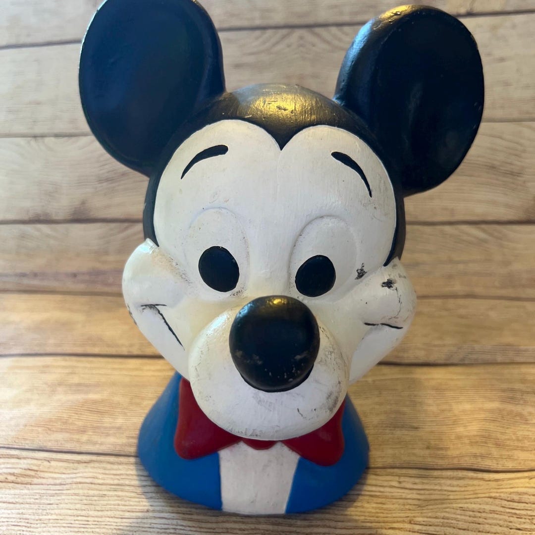 Vtg Large Chalkware Mickey Mouse Bust Bank Disney 10x9.5” - Etsy