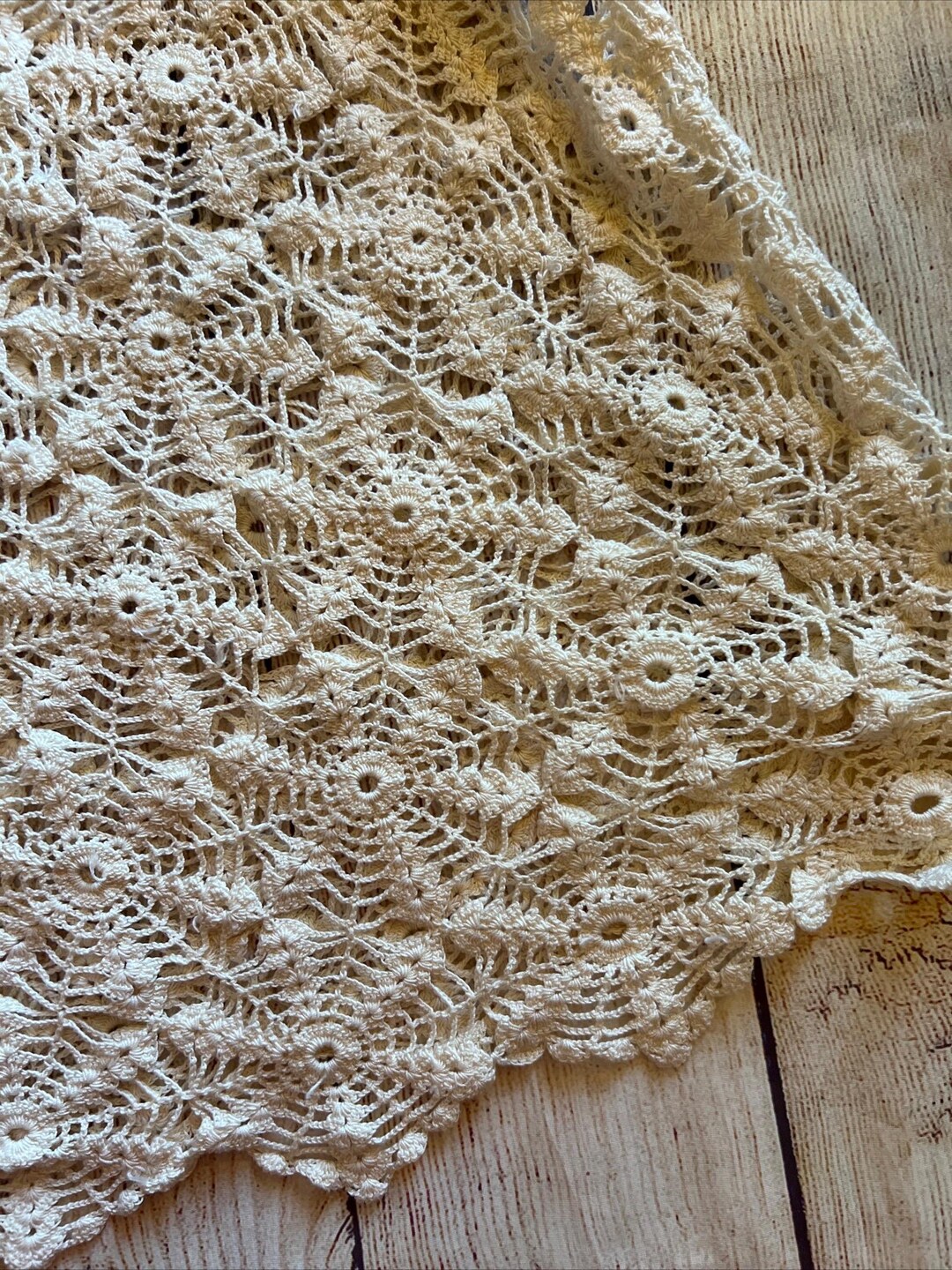 Vintage Ecru Hand Crochet Homemade Tablecloth Cotton 61x52 - Etsy