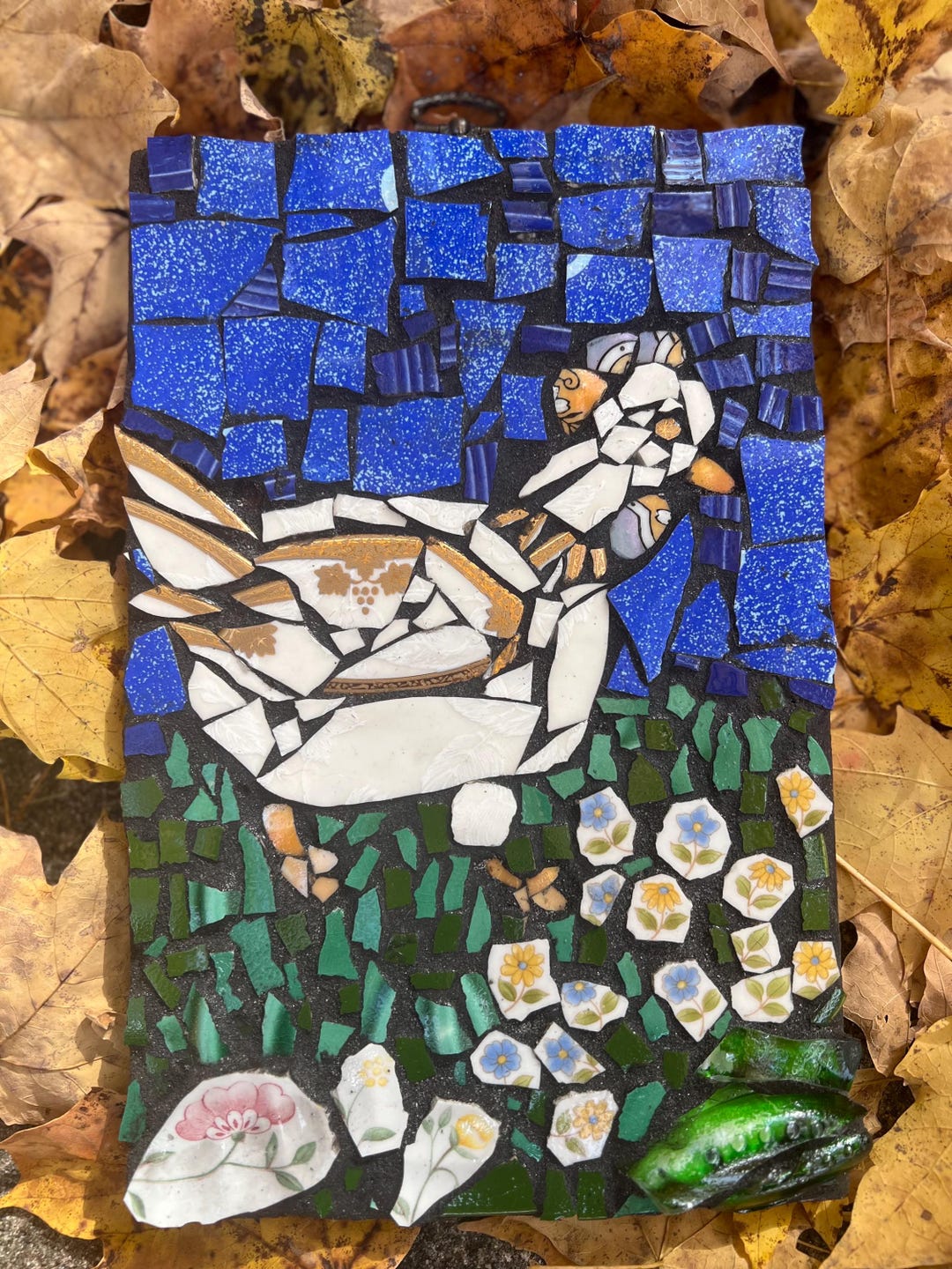 Handmade Mosaic With Recycled Plates Mother Hen - Etsy