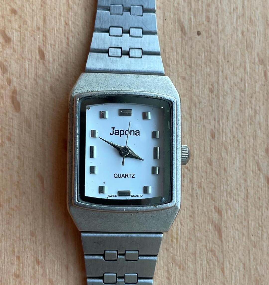 Vintage Watch JAPONA Swiss Quartz Silver Tone Stainless Steel New ...