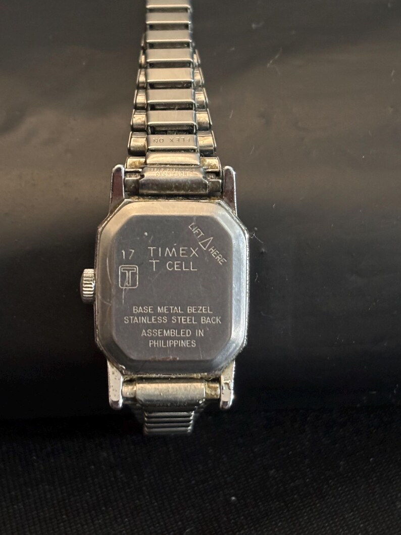 Timex Watch Tonneau Barrel Shape Face Ladies Quartz Silver Tone Stretch ...