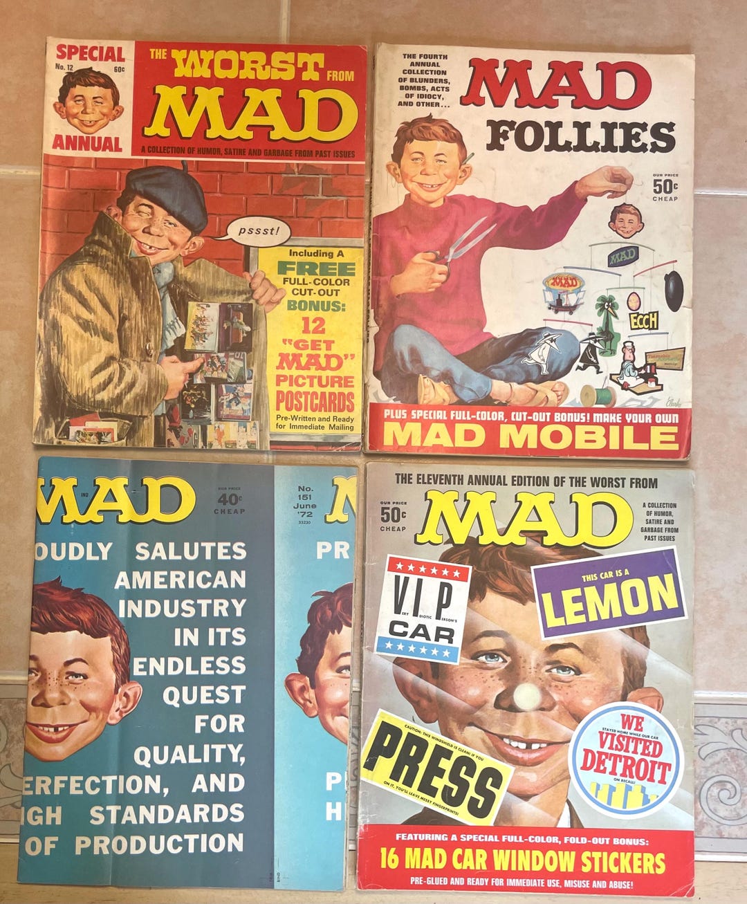 MAD MAGAZINE Lot Vintage Follies 1966 '68 '69 '72 Worst of Special ...
