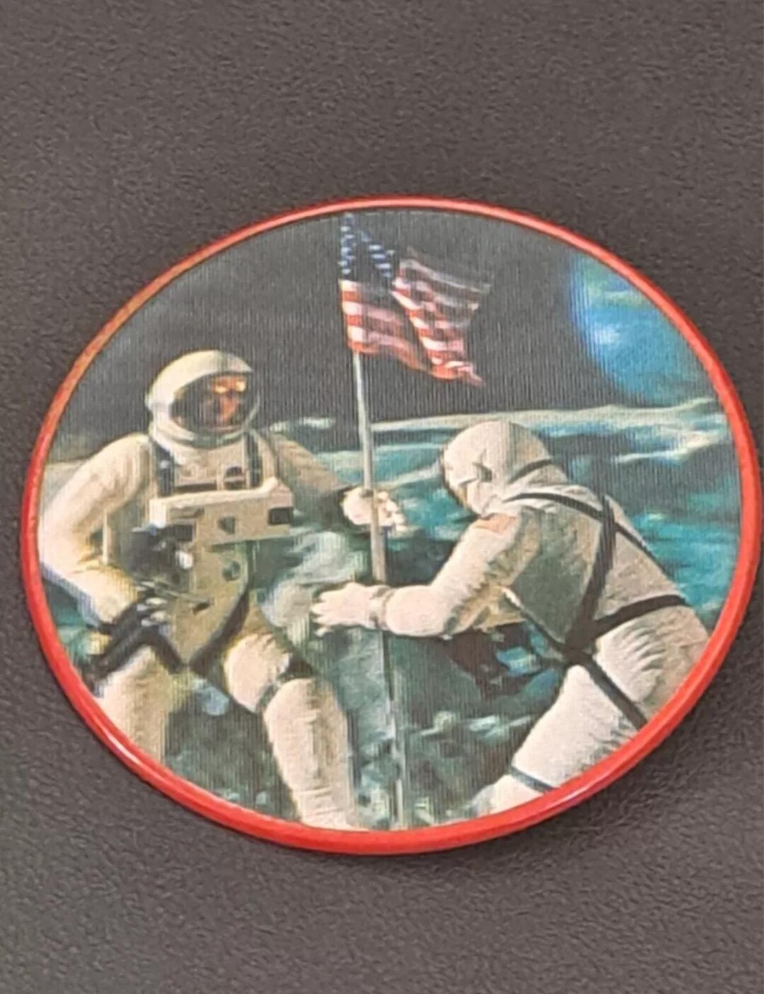 1969 Moon Landing Pin APOLLO 11 Flag Space Program Man American on the ...