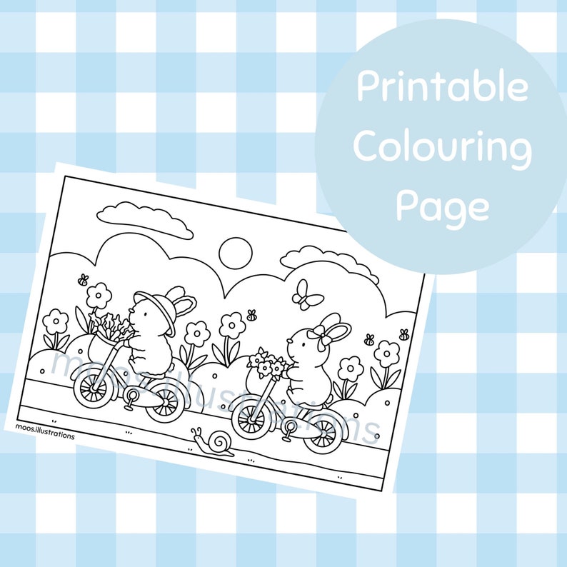 Printable COLOURING PAGE From Upcoming Book billy and Bunny Spring Bike ...