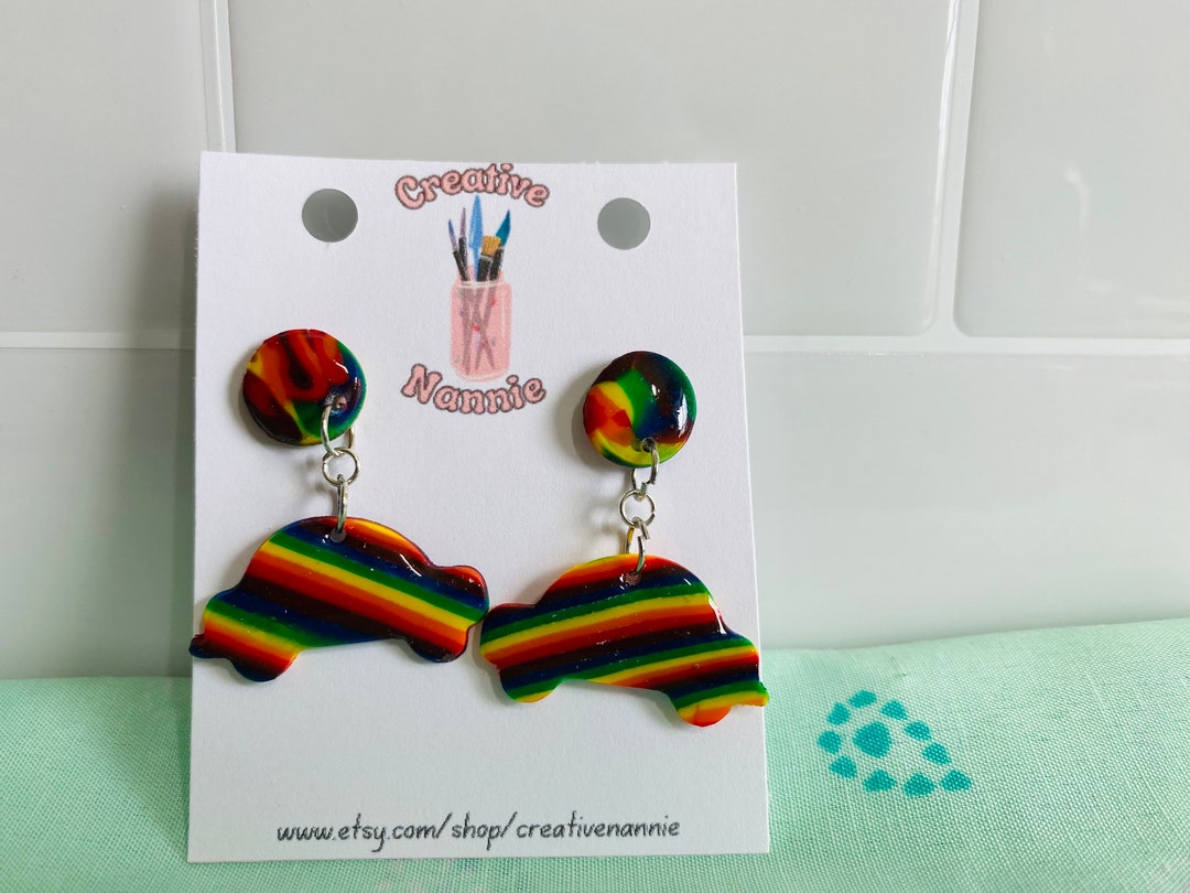 Polymer and Resin Pride Car Earrings - Etsy