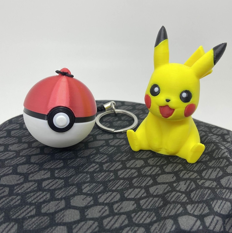 Pokeball Keychain, Pikachu, 3D Printed - Etsy