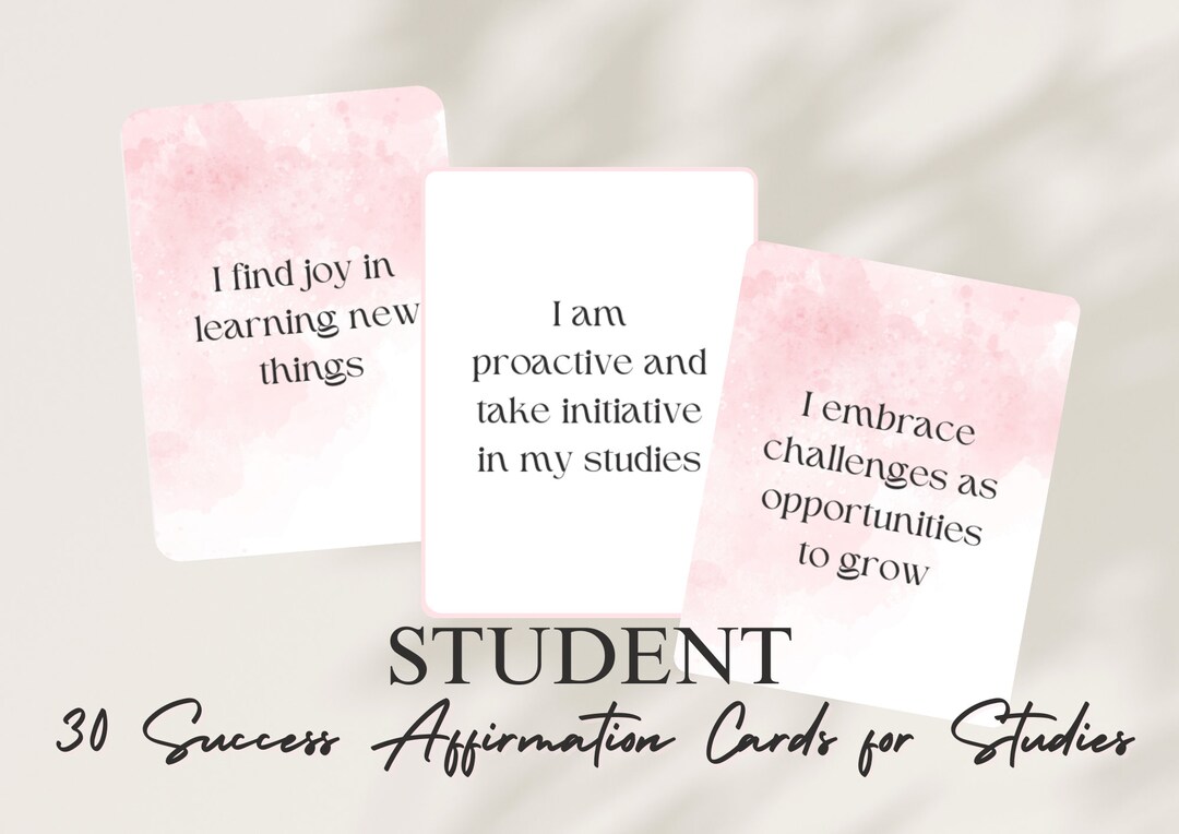 30 Student Affirmation Cards for Studies Encouragement and Motivational ...