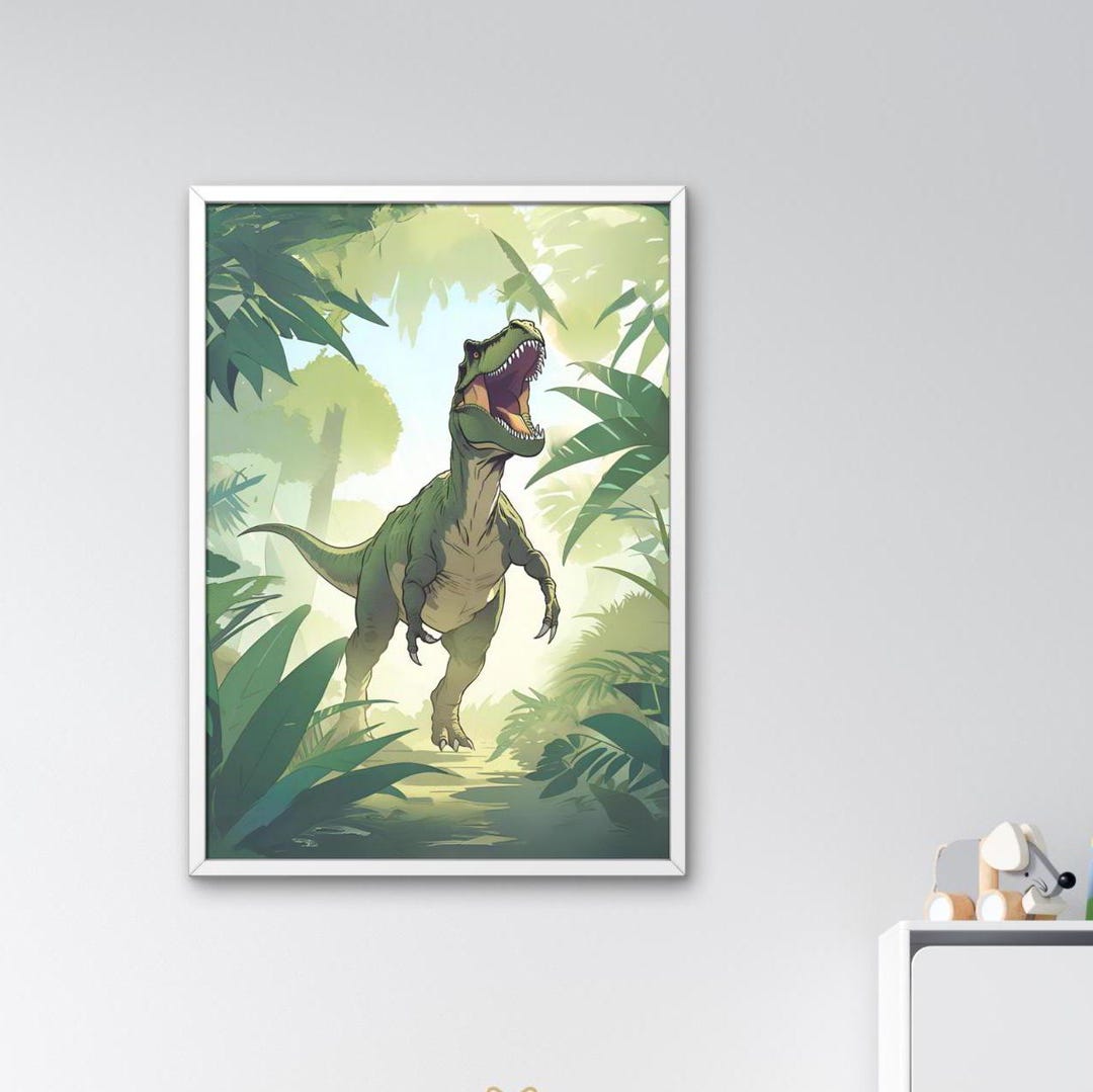 T-rex Dinosaur Wall Art Print, T-rex Wall Art, Kids' Room Decor ...
