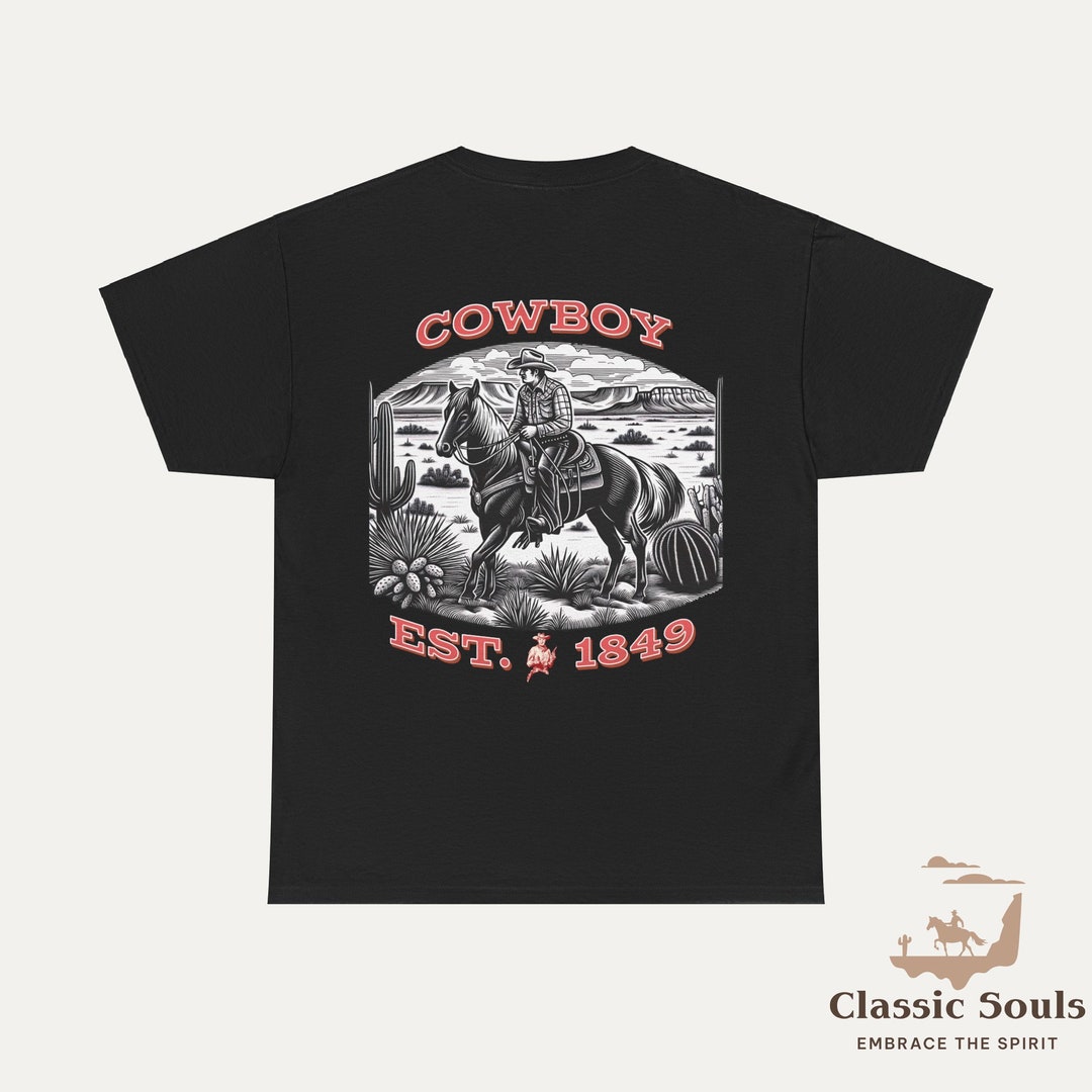 Vintage Cowboy T-shirt, Vintage Western Cowboy Graphic T-shirt, Rodeo ...