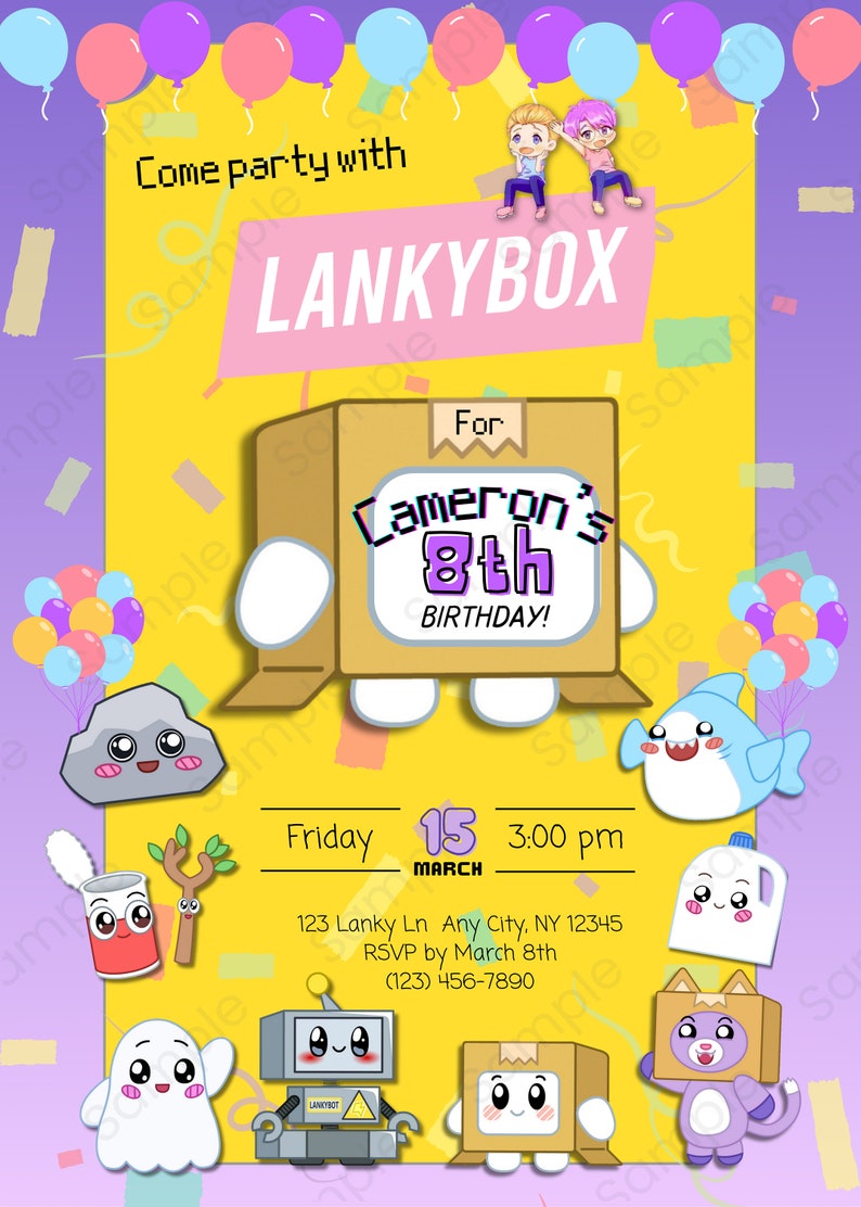 Lanky Editable Printable Birthday Party Invitation, Editable in Canva ...