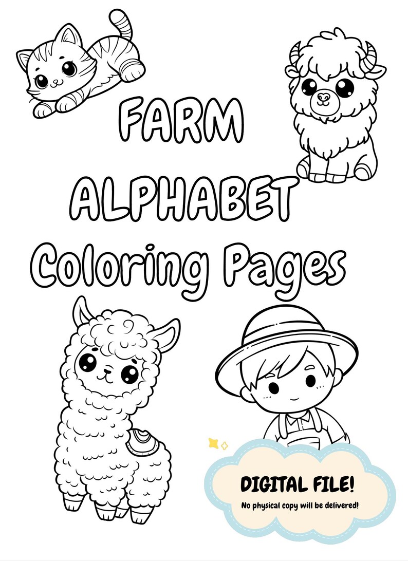 FARM ALPHABET Coloring Pages - Etsy