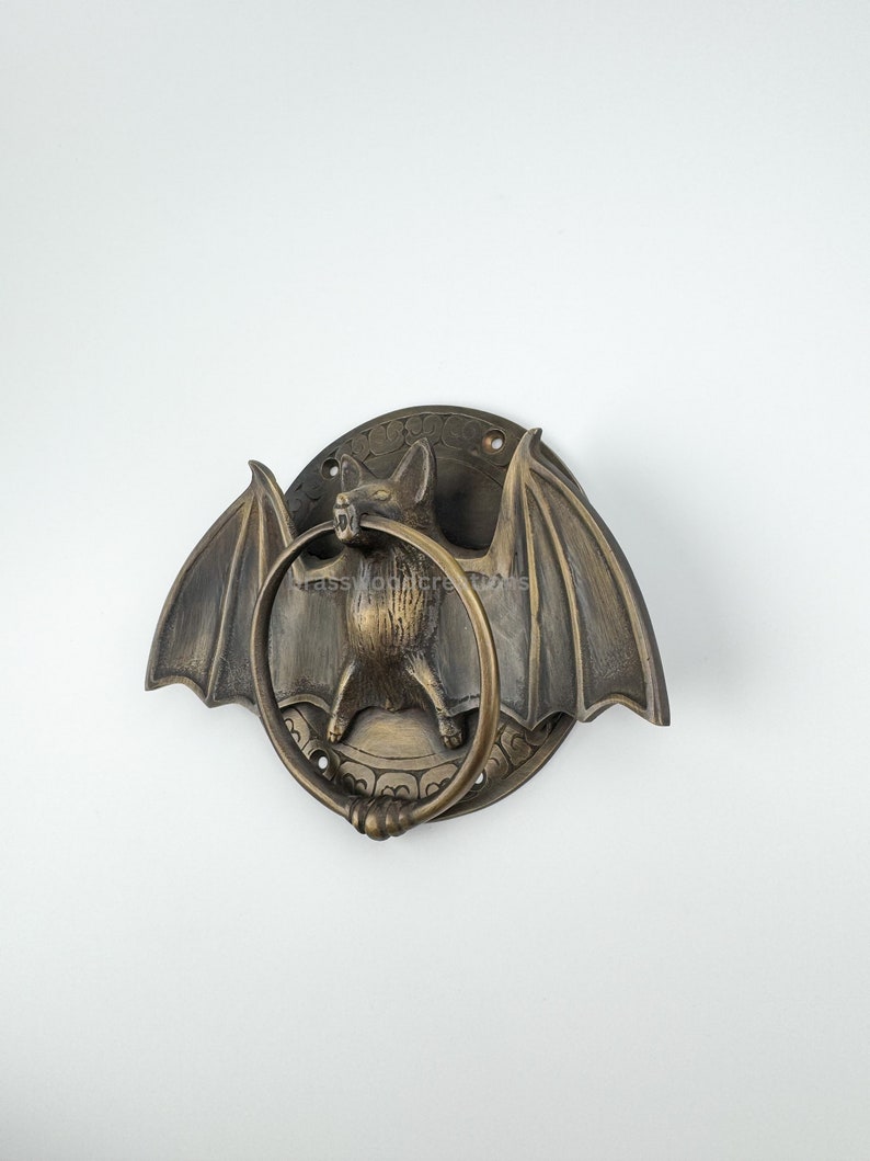 Solid Brass Bat Door Knocker: Vintage Front Door Hardware (6.3") - Etsy