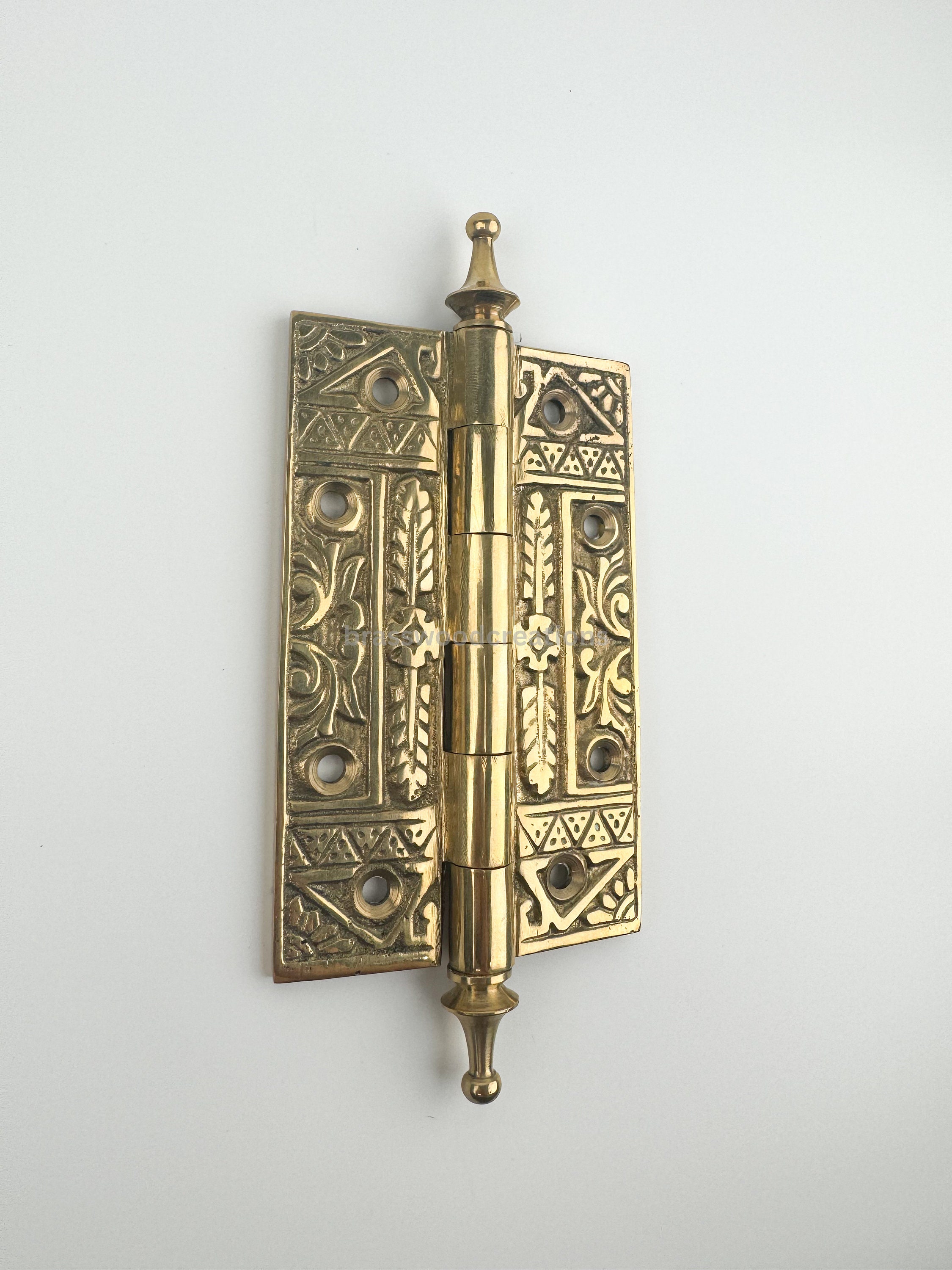 4.5" Classic Brass Door Hinge, Vintage Solid Brass Golden Door Hinge ...