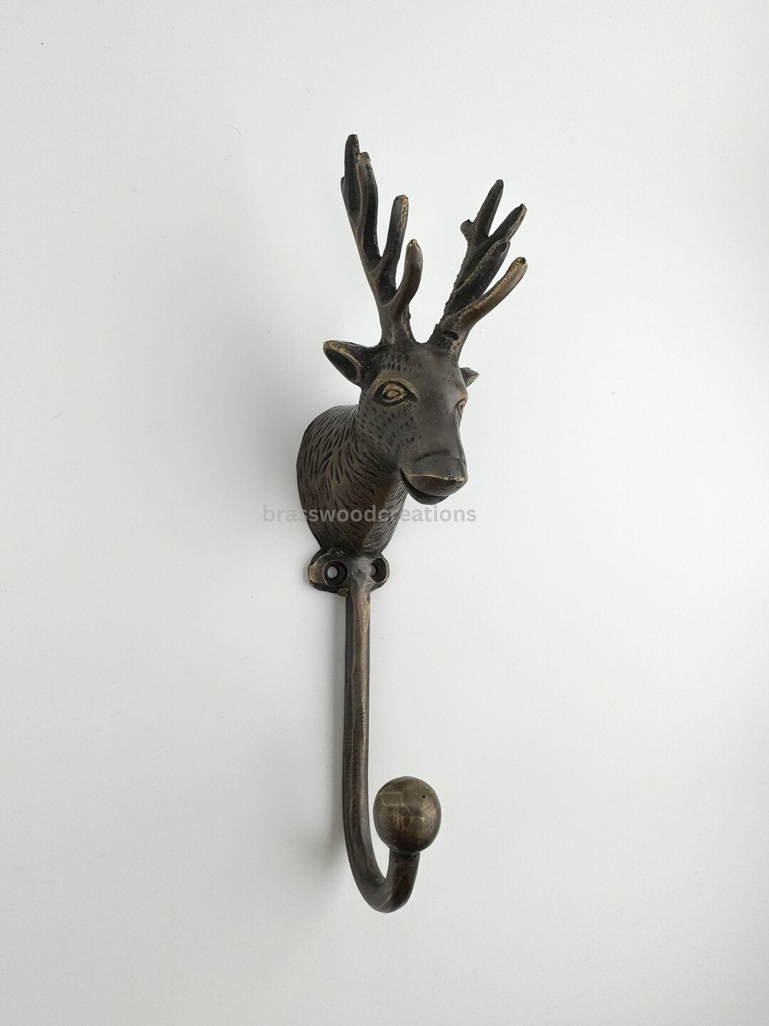 Solid Brass Deer Wall Hook: Rustic Vintage Decoration (7.1") - Etsy