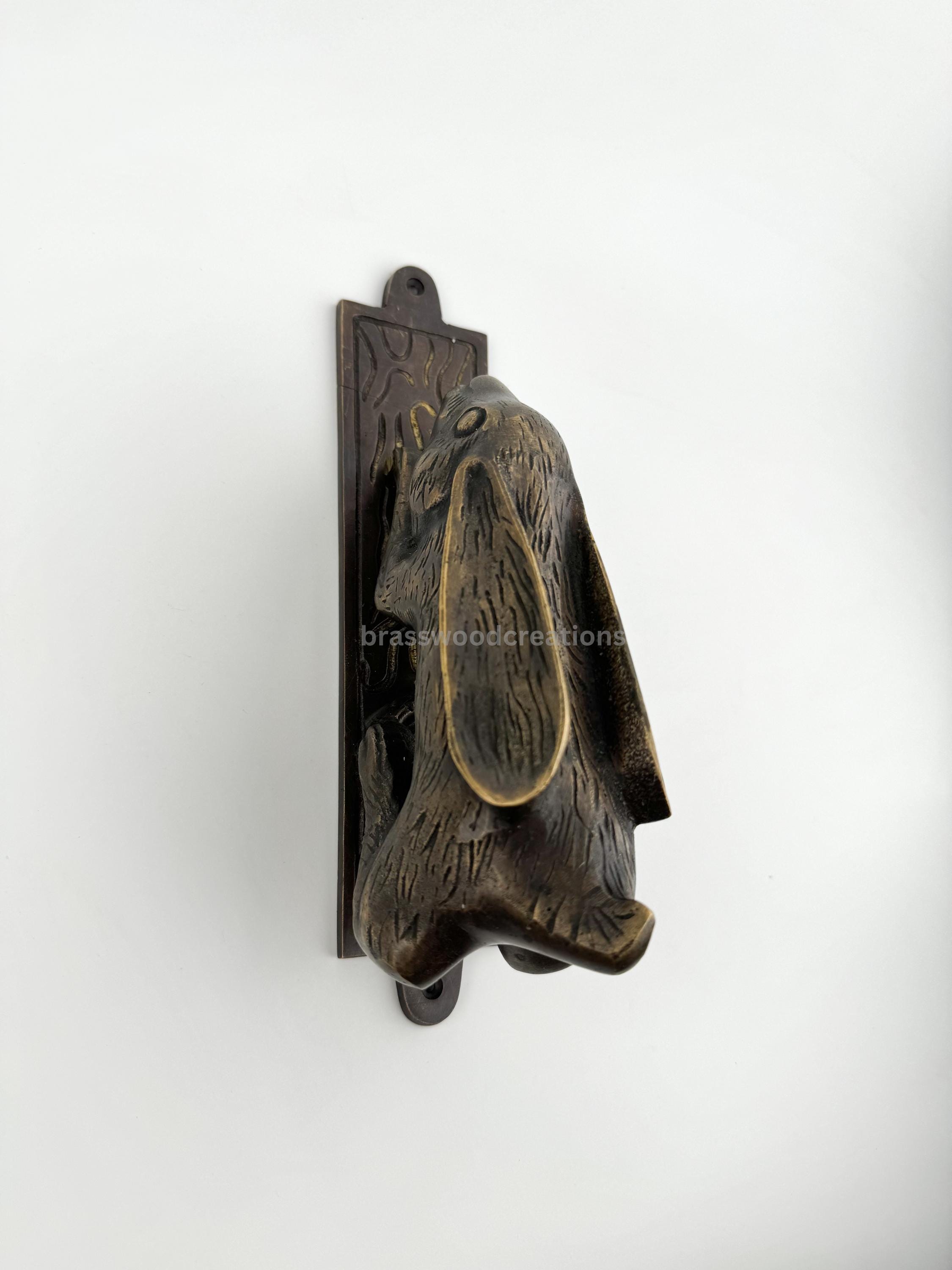 10" Rabbit Brass Cast Door Knocker, Antique Brass Hardware, Home Decor ...
