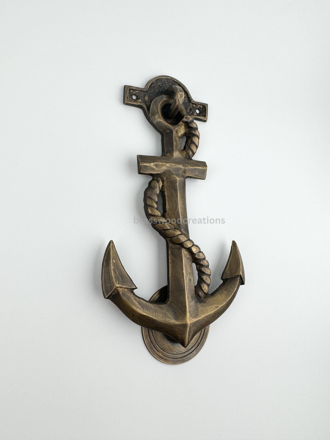 7.9" Sea Anchor Solid Brass Door Knocker, Vintage Door Knocker With Hit ...