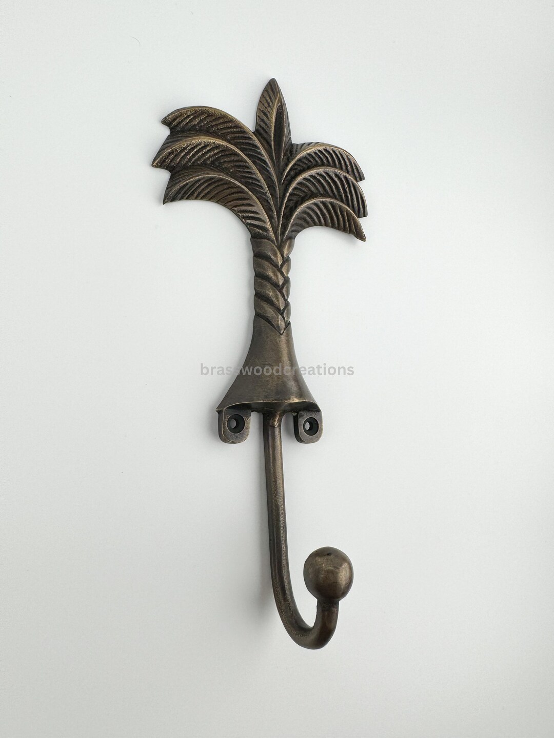 Handcrafted Solid Brass Palm Tree Hook: Rustic Wall Decor - Etsy