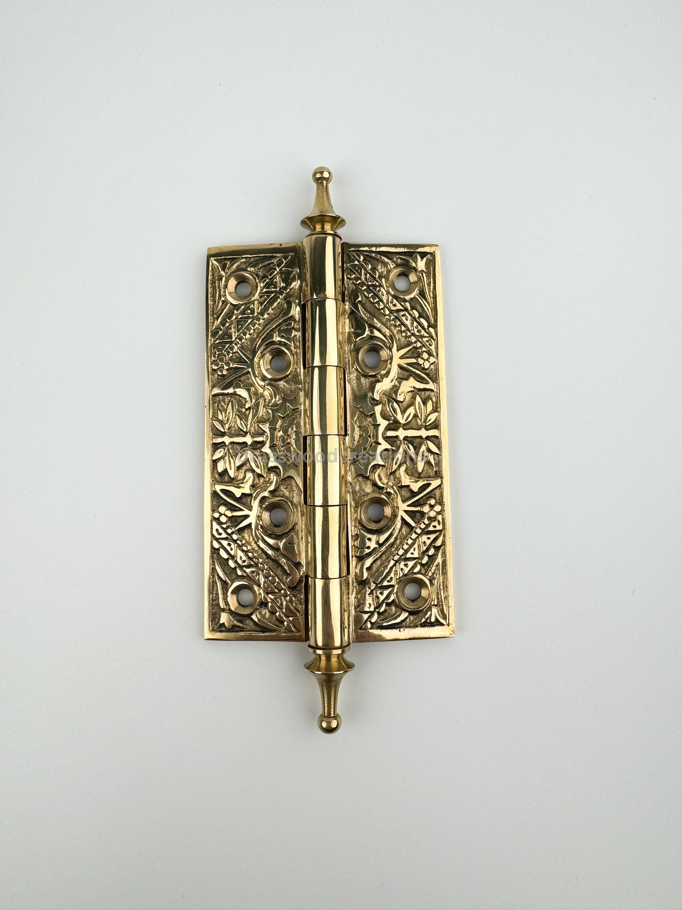 4.5" Antique Brass Door Hinges, Vintage Brass Decoration, Unique Door ...