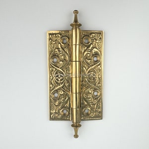 4.5" Detailed Unique Brass Door Hinge, Classic & Vintage Style ...