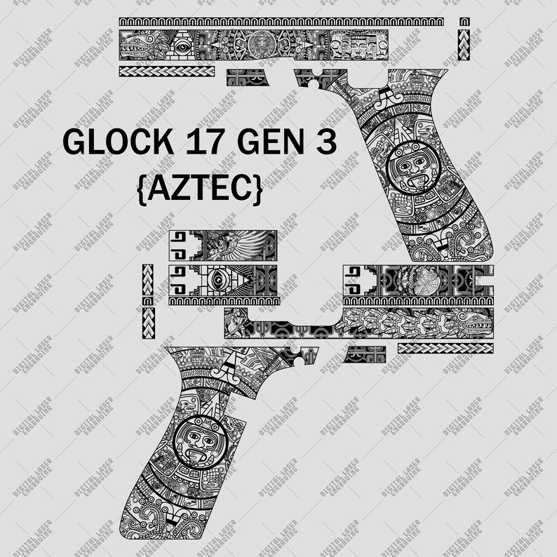 Laser Engraving Firearms Artwork Glock 17 Gen 3 Aztec Mayan - Etsy
