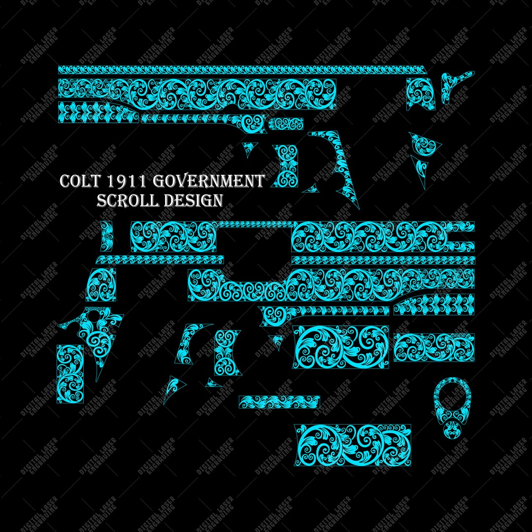 Colt 1911 Government Scrollwork. Laser Engraving, Engraving Design ...