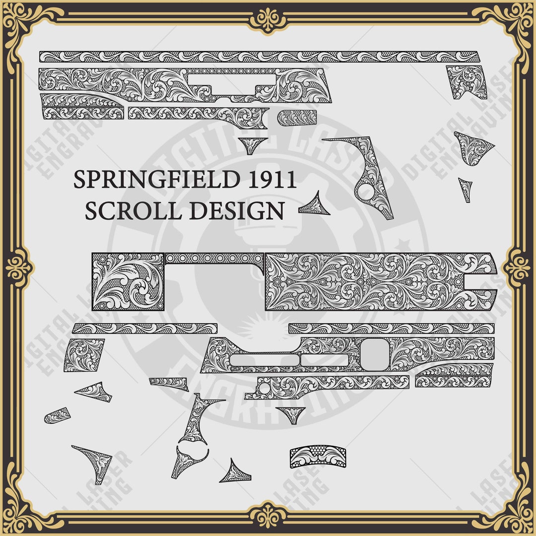 Firearms Laser Engraving Vector Design Springfield 1911 scrollwork - Etsy