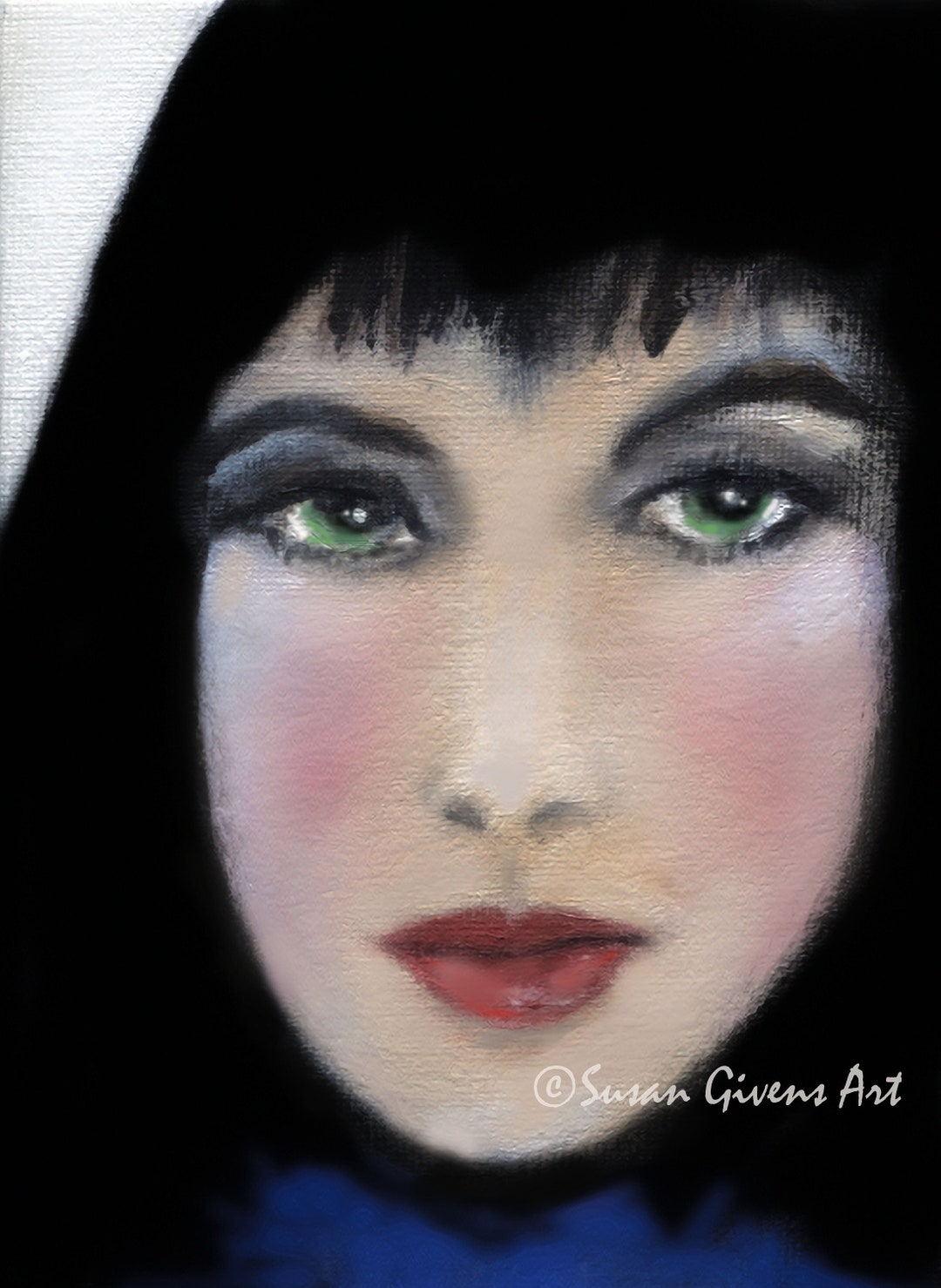 Sexy French Girl French Girl Portrait French Girl Print Impressionistic Face Green Eyed Girl