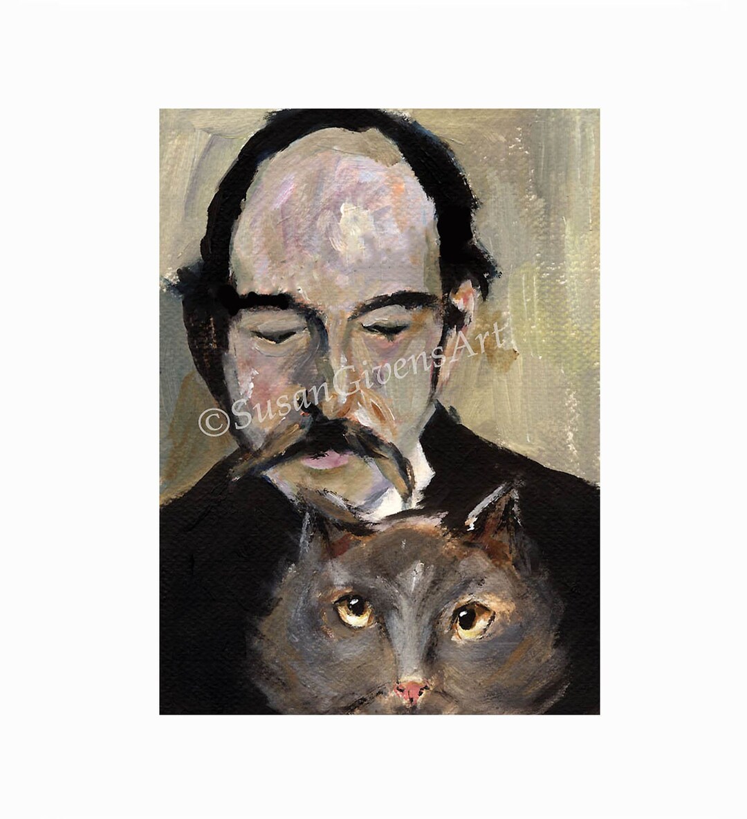Evil Cat Art Thomas Hardy's Cat Cat Painting Print English Poets Cat ...