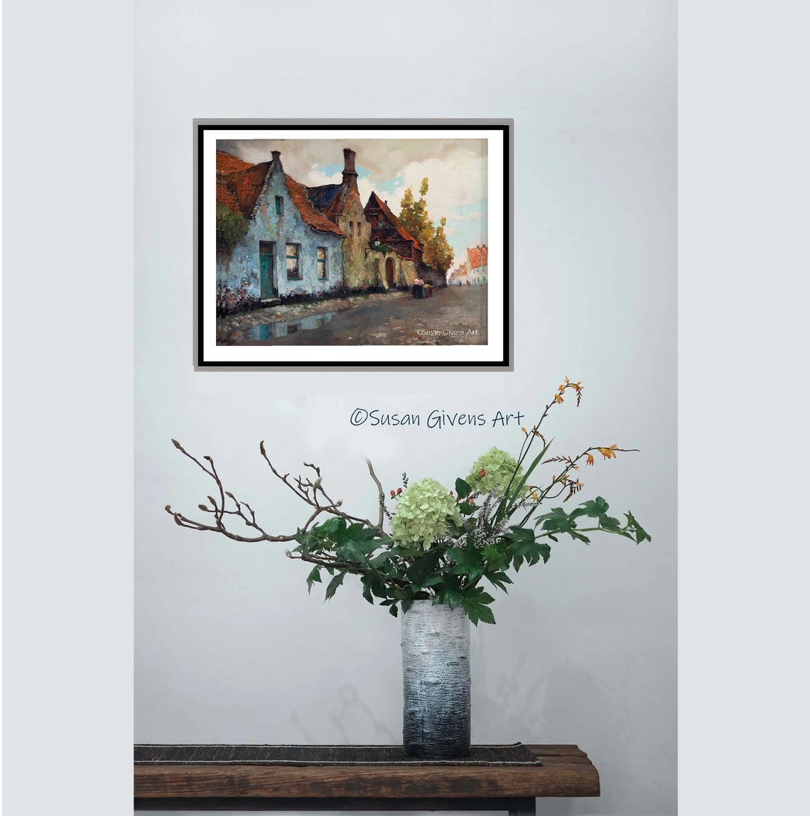 Blue House Village 1884 Bruges Village Art, Julien Celos Artist ...