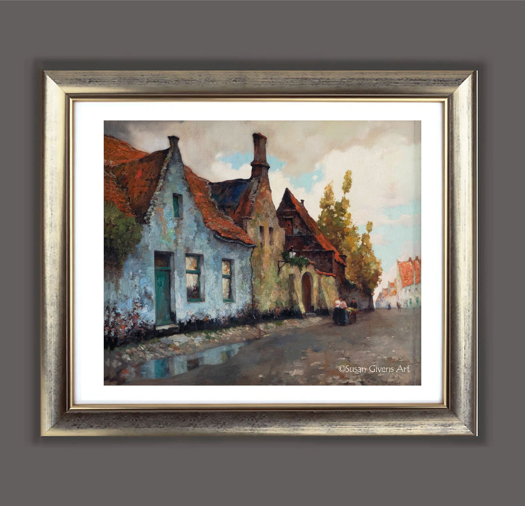 Blue House Village 1884 Bruges Village Art, Julien Celos Artist ...