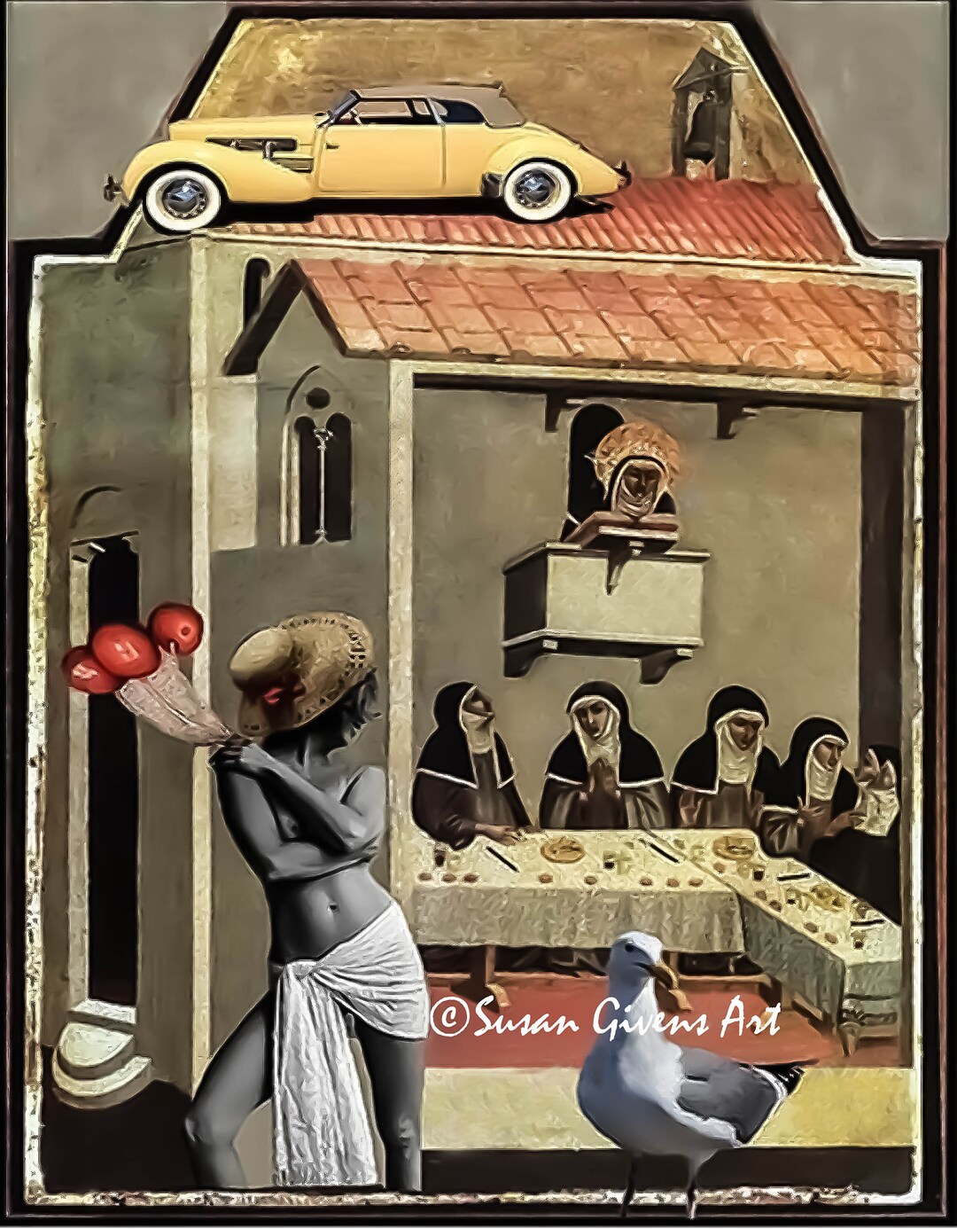 Nuns Eating Art, Bathing Beauty Art Beach Art Print, Seagull Art Print ...