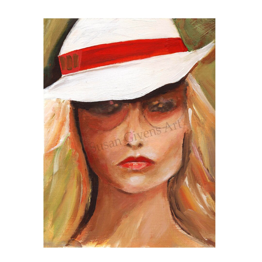 Sexy Sunglasses Girl Blond Beach Girl Blonde Girl In White Hat Girl At Beach Art Sexy Beach