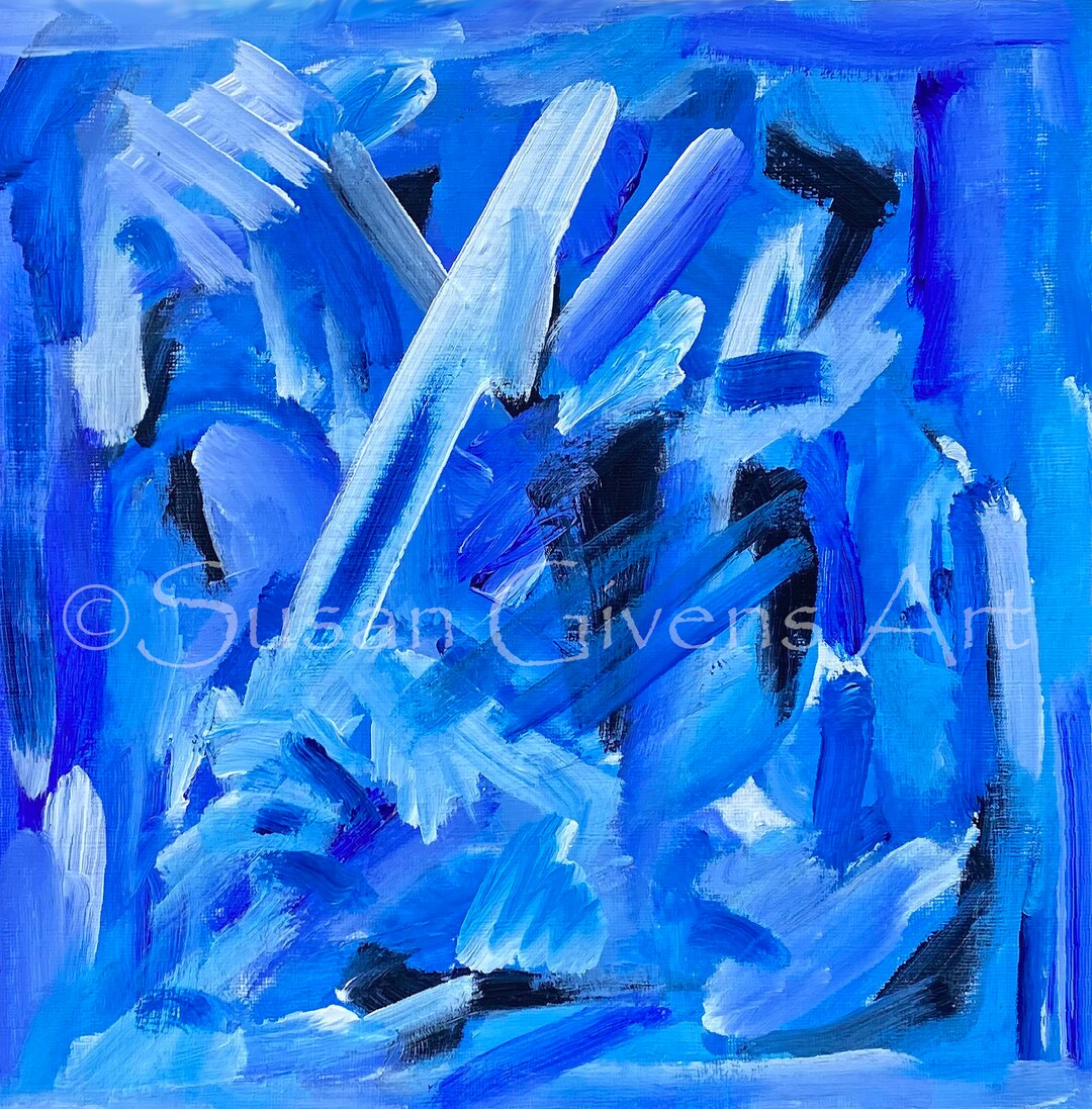 Blue Samba Abstract Blue Abstract Print Bright Blue Abstract Blue ...