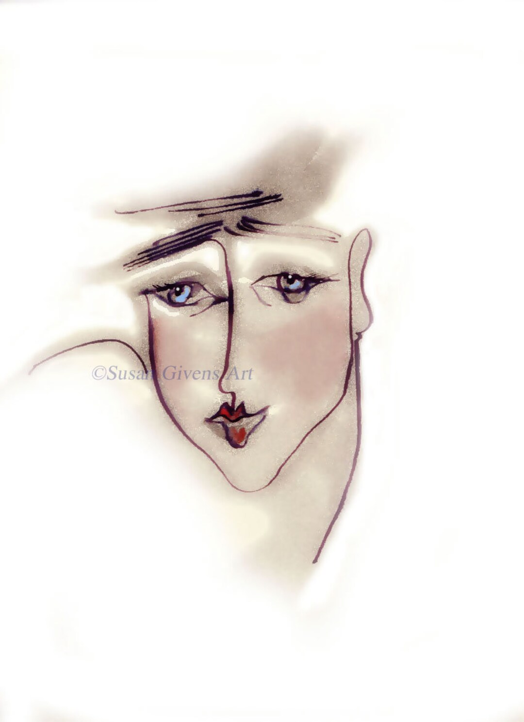 Weeping Young Woman, Fine Art Portrait, Pen and Watercolor Depressed ...