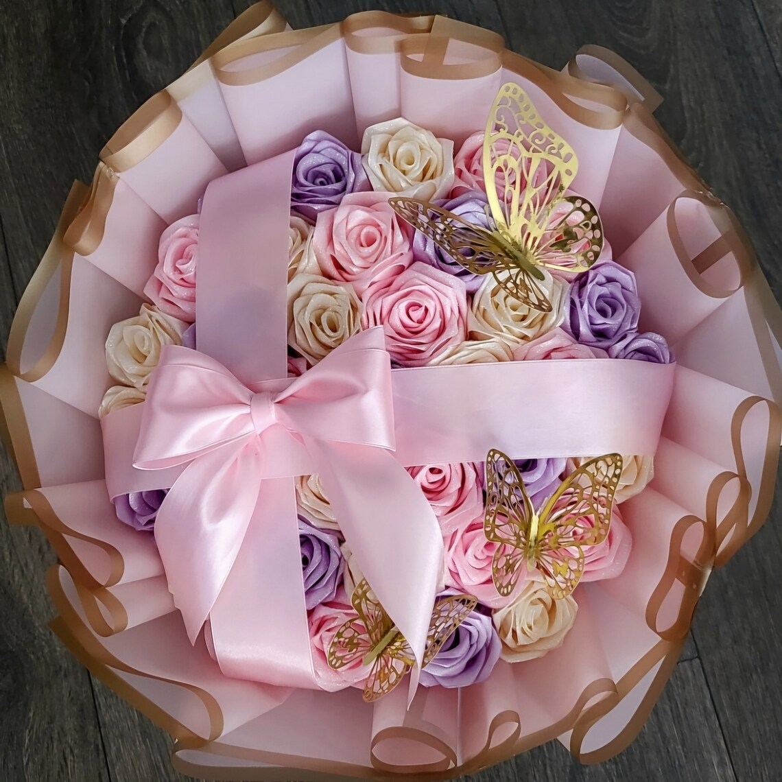 40 Ribbon Rose Bouquet - Etsy