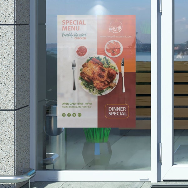 Window Cling Signage Square Storefront Business Display Customer ... Window Cling Signage Square Storefront Business Display Customer ...