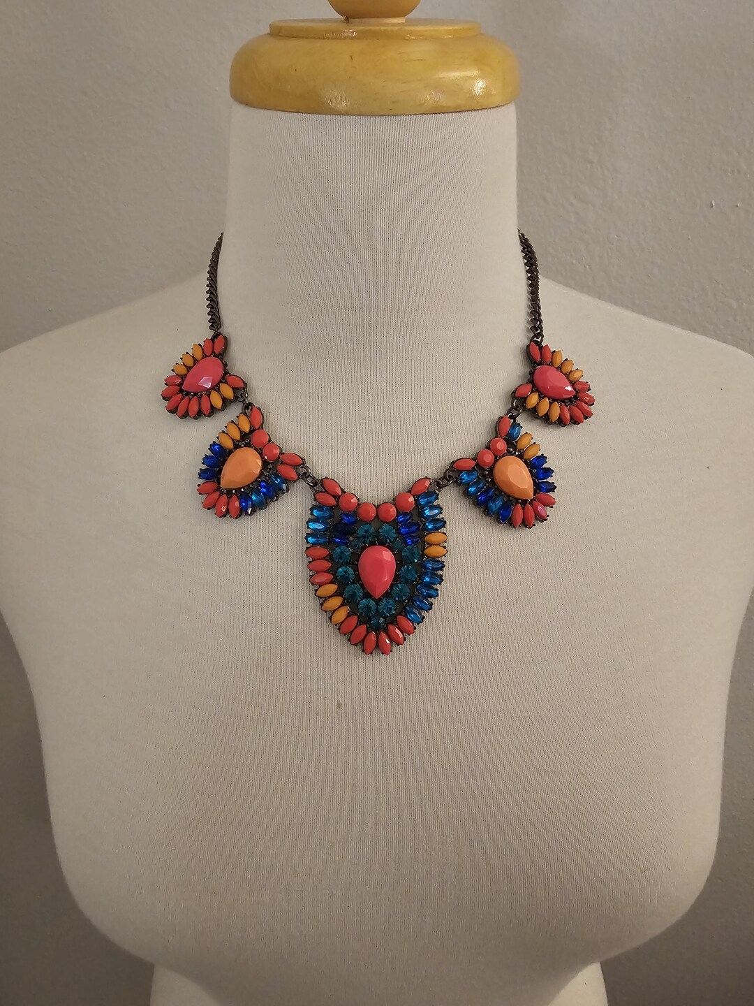 Vintage Vibrant Stella N Dot Multicolored Cabochon Bib Necklace - Etsy