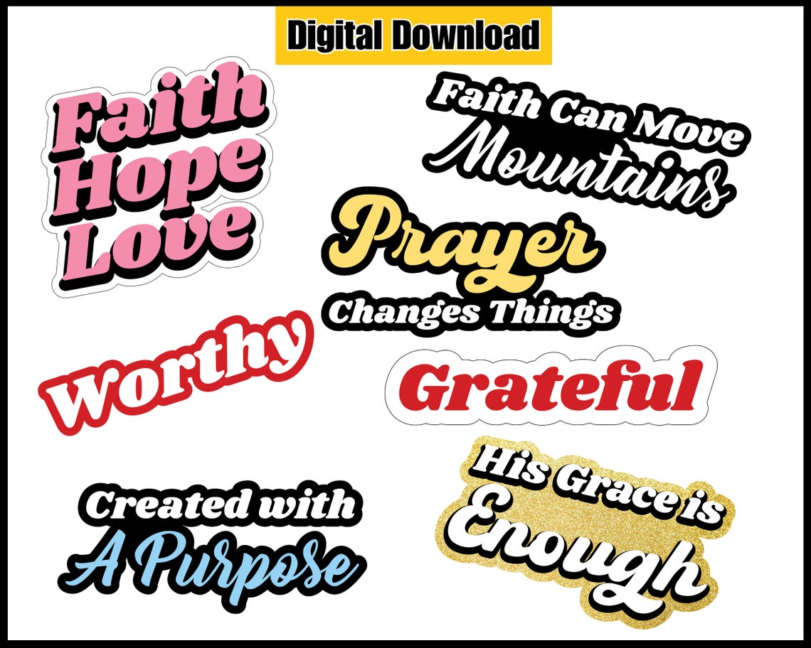Faith and Inspiration Photo Booth Props - Digital Download - Religious ...