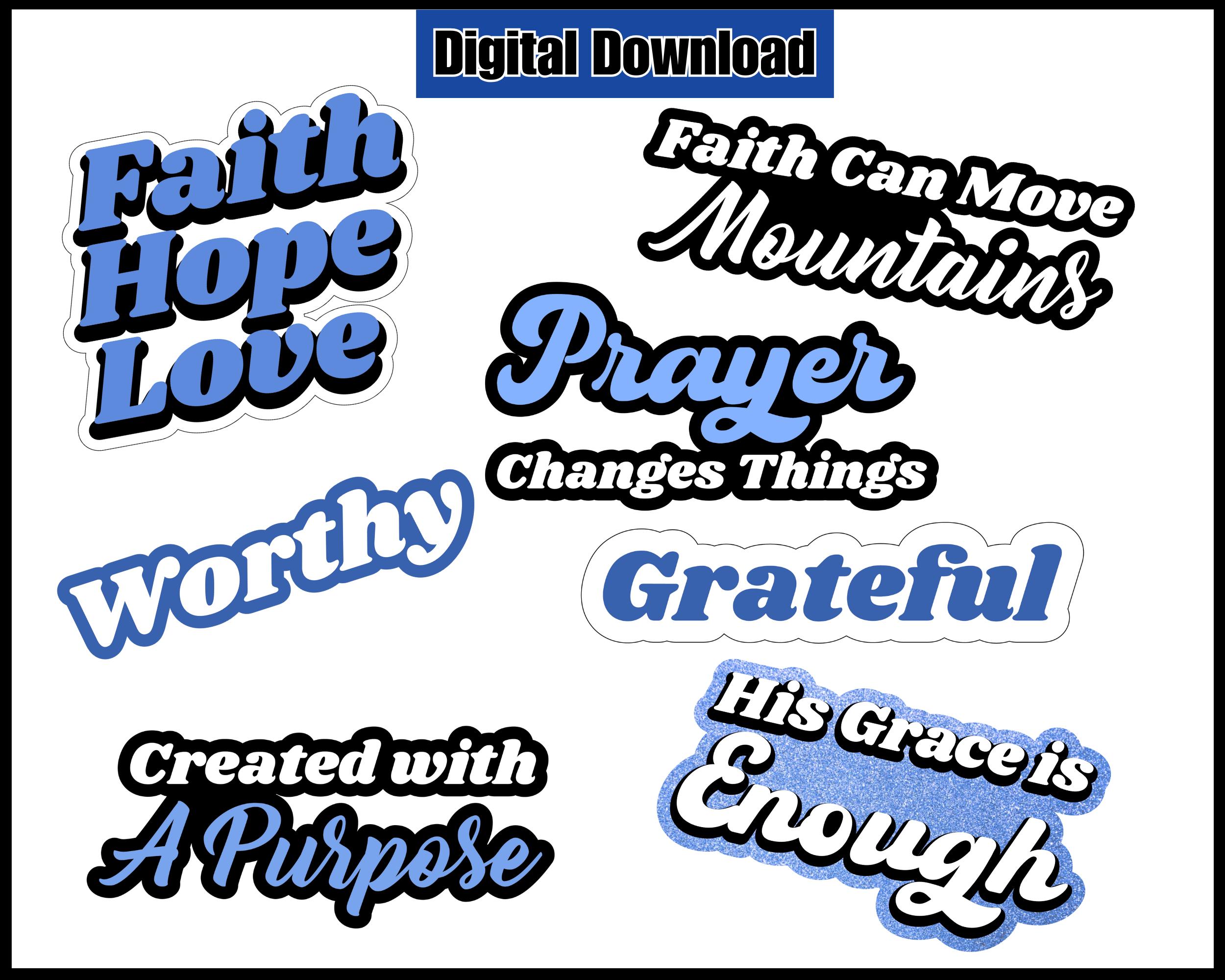 Blue Faith and Inspiration Photo Booth Props - Digital Download ...