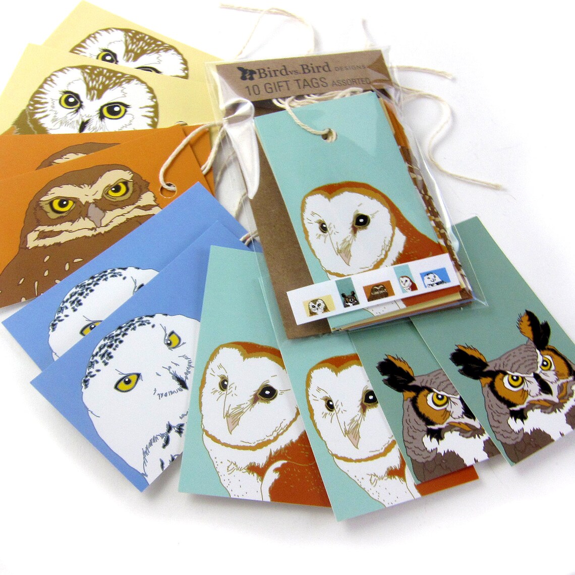 10 Owl Gift Tags 2 Each of 6 Designs Printed on Recycled | Etsy