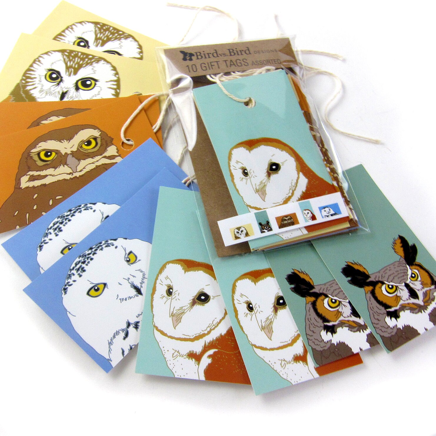 10 Owl Gift Tags 2 Each of 6 Designs Printed on Recycled | Etsy