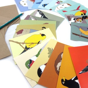 Bird Note Cards Mix Match 8 Choose From 36 Designs Printed on Recycled ...