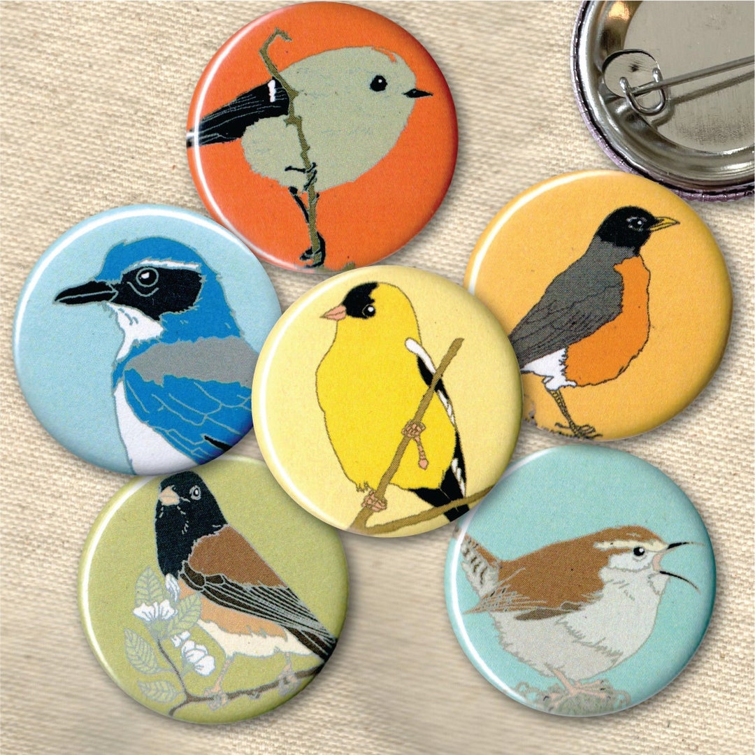 Western US Backyard Bird Pins| Pack of 6 | Nature Cute Audubon Birder ...