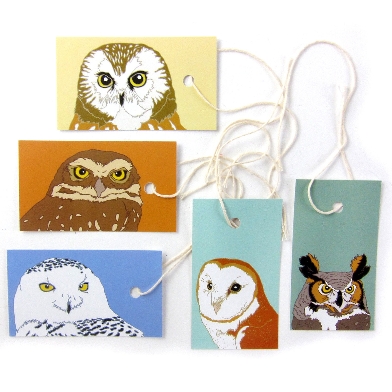 10 Owl Gift Tags 2 Each of 6 Designs Printed on Recycled | Etsy