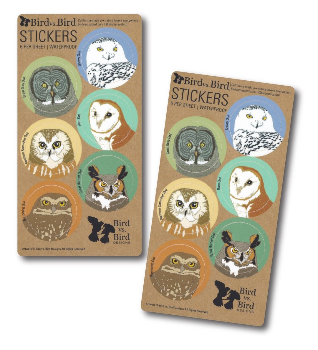 Owl Sticker Sheets | 6 Different Birds | Round Waterproof Stickers ...