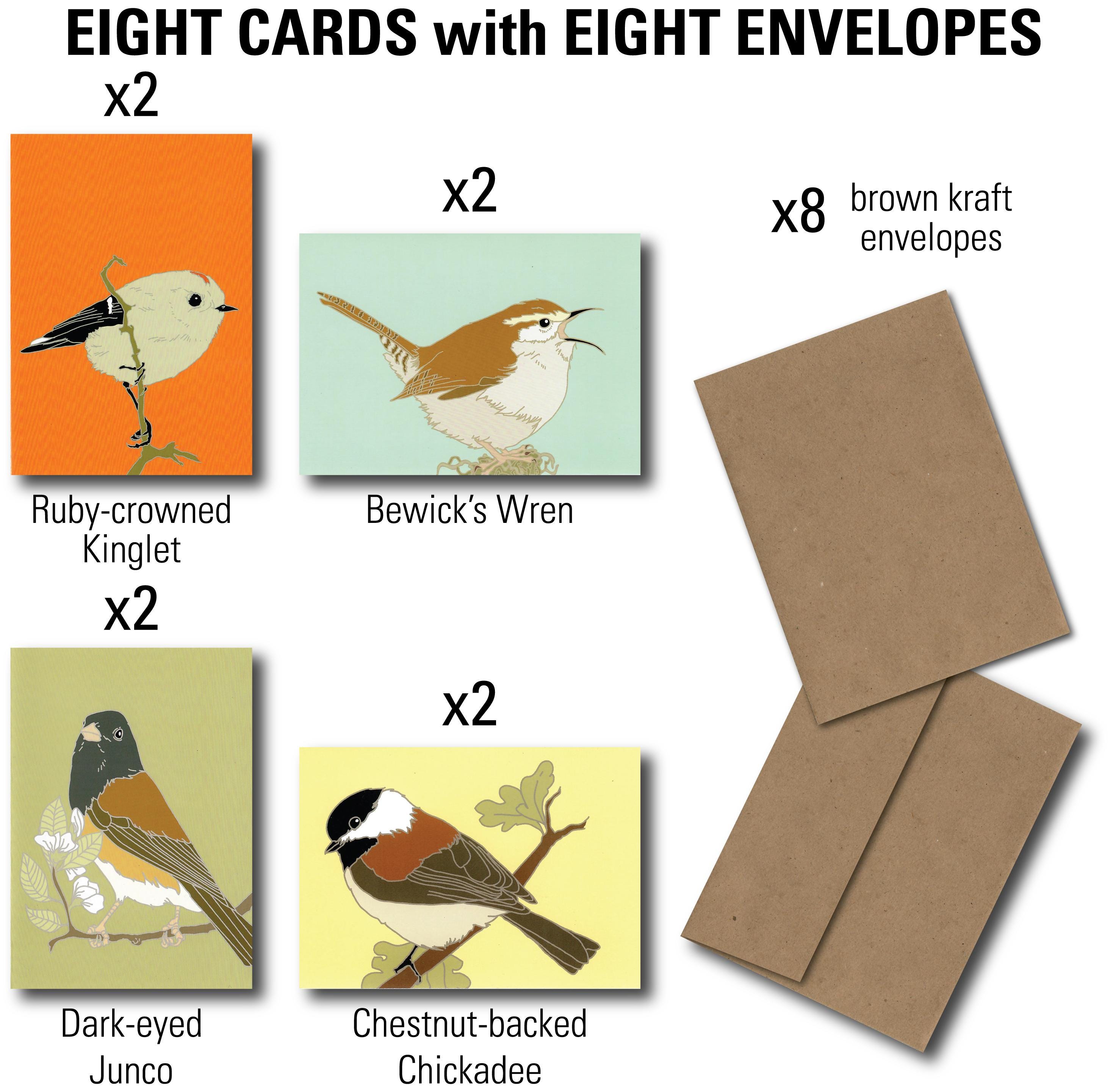 8 Backyard Bird Note Cards | 2 Each of 4 Designs | Recycled Paper | 4. ...