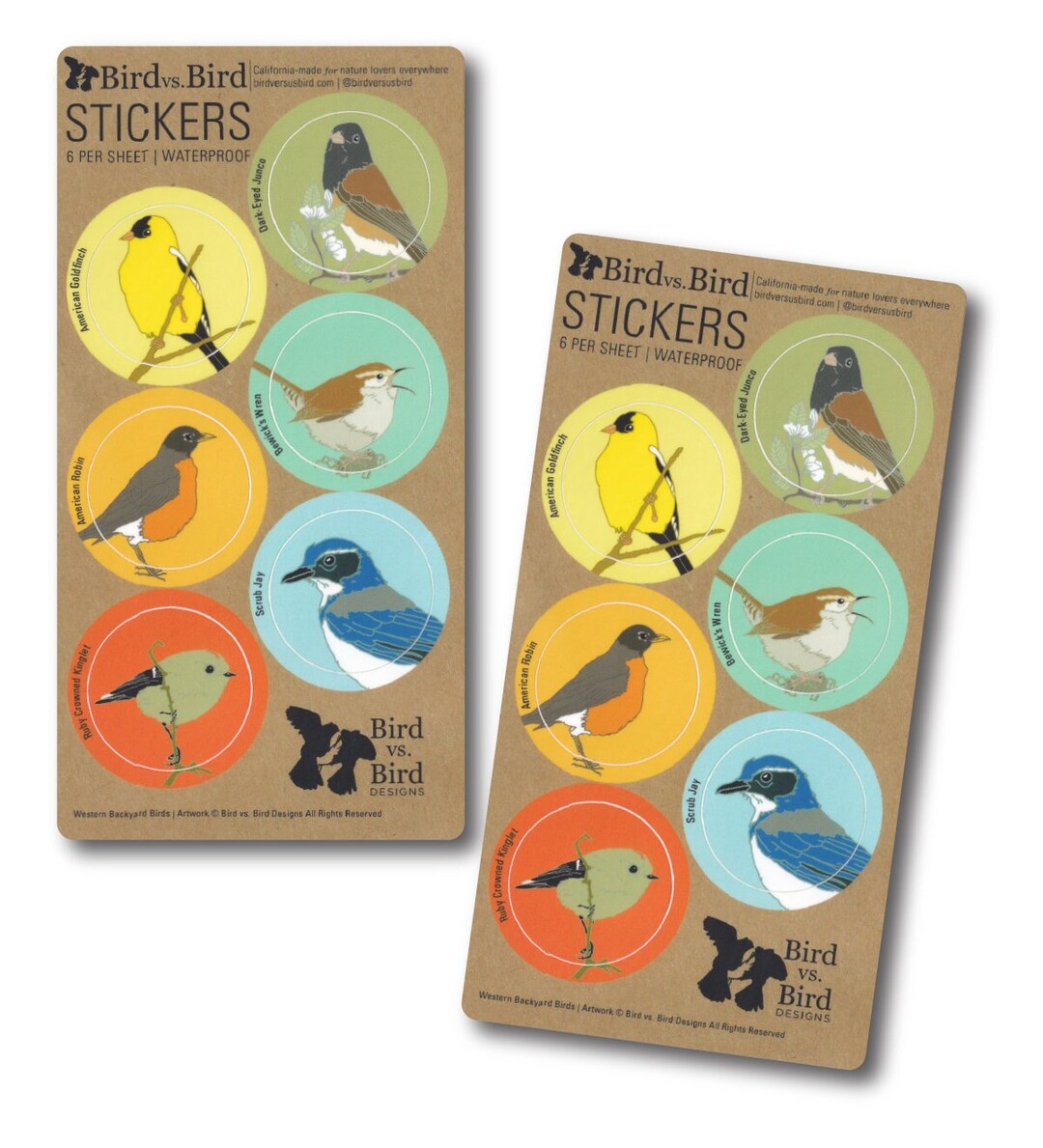 Western Backyard Bird Sticker Sheets | 6 Different Birds | Round ...